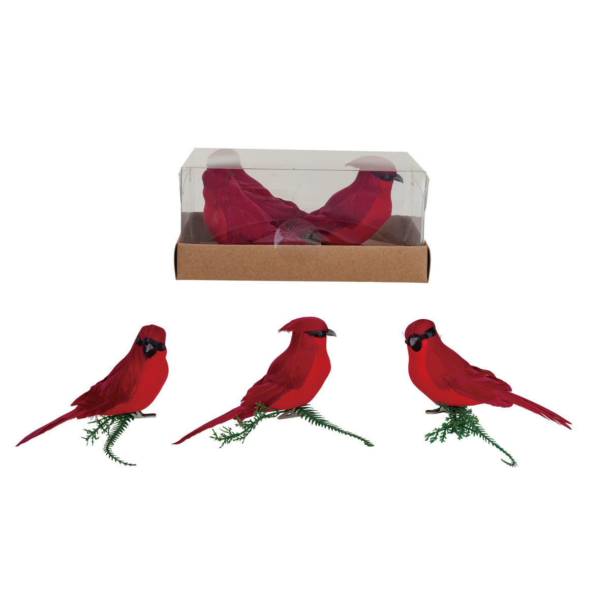 Foam & Feather Cardinal Clip-on Ornaments (Set of 3) – Rust & Cinder