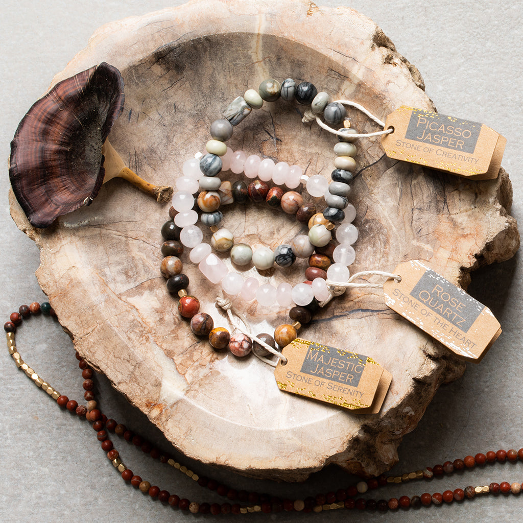 Stone Beaded Bracelets – Rust & Cinder