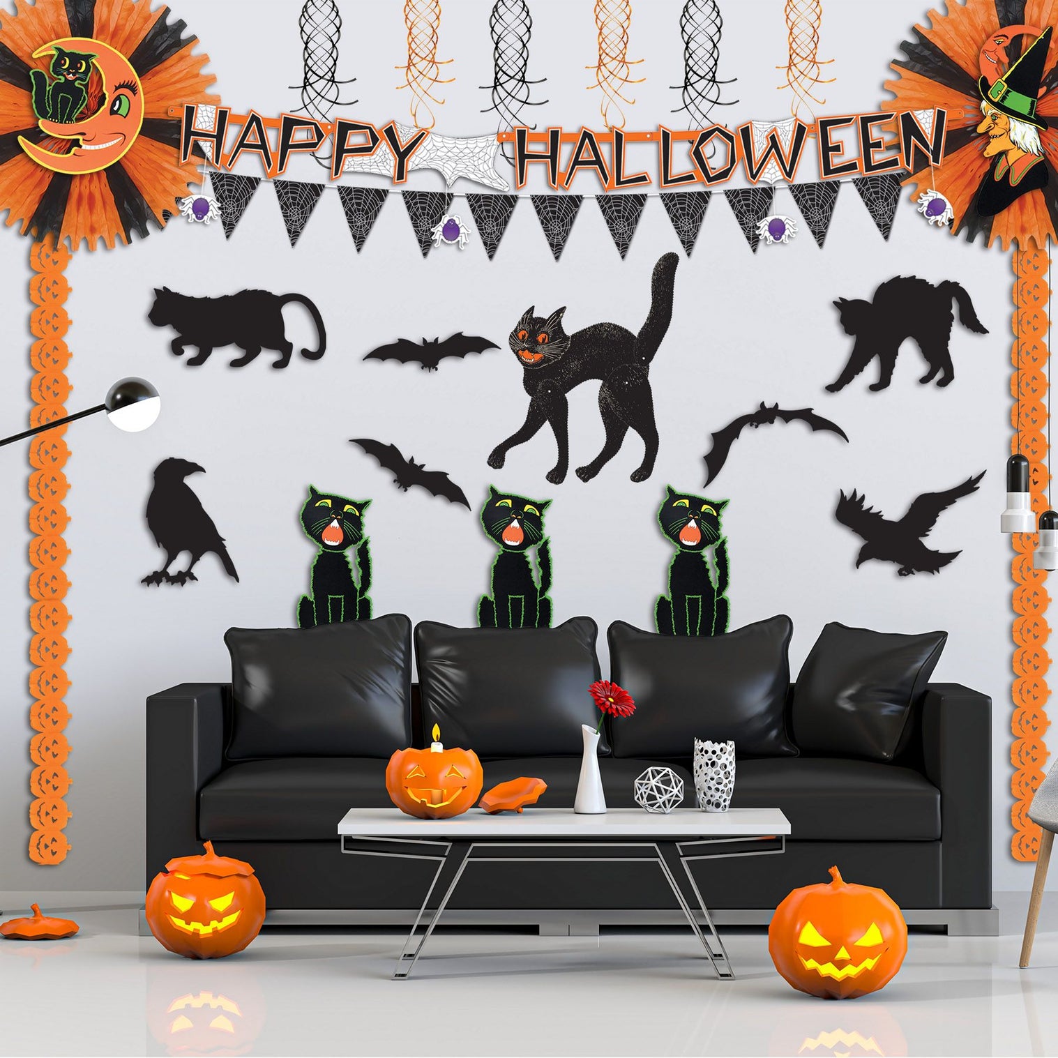 Beistle Retro Halloween Jointed Scratch Cat – Rust & Cinder