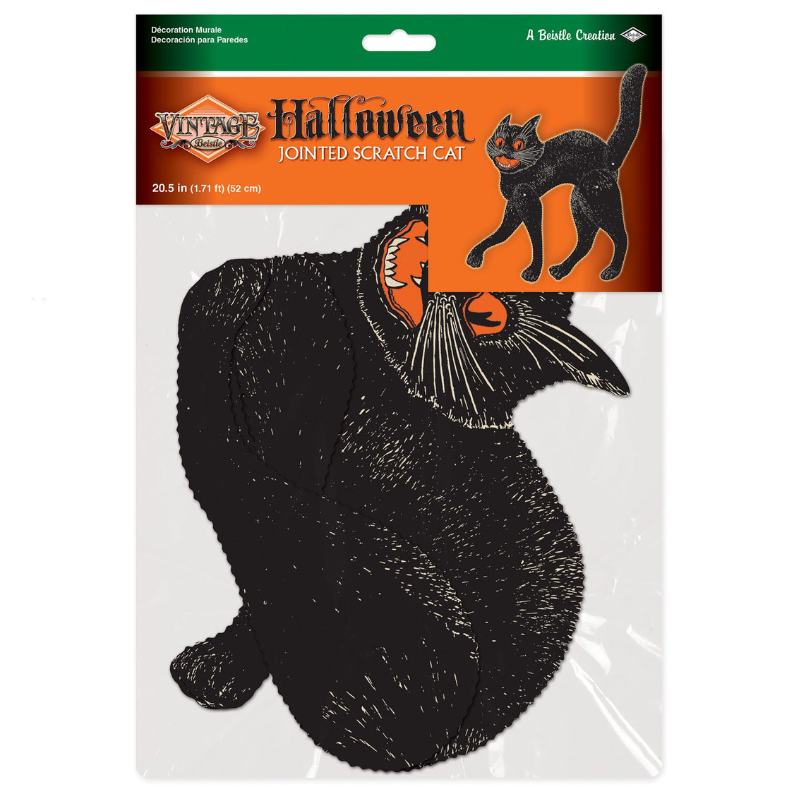 Beistle Retro Halloween Jointed Scratch Cat – Rust & Cinder
