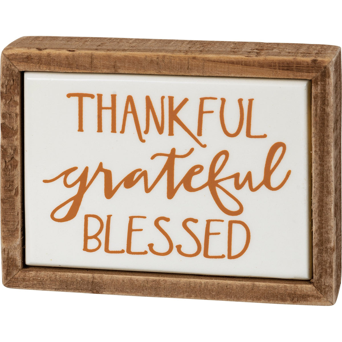 Thankful Grateful Blessed Mini Wood Box Sign – Rust & Cinder