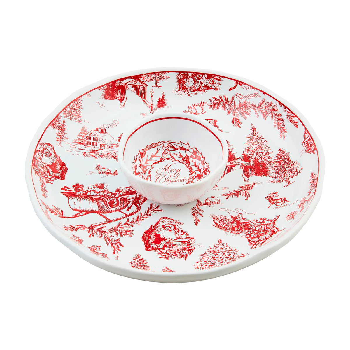 Christmas Red Toile Chip & Dip Set – Rust & Cinder