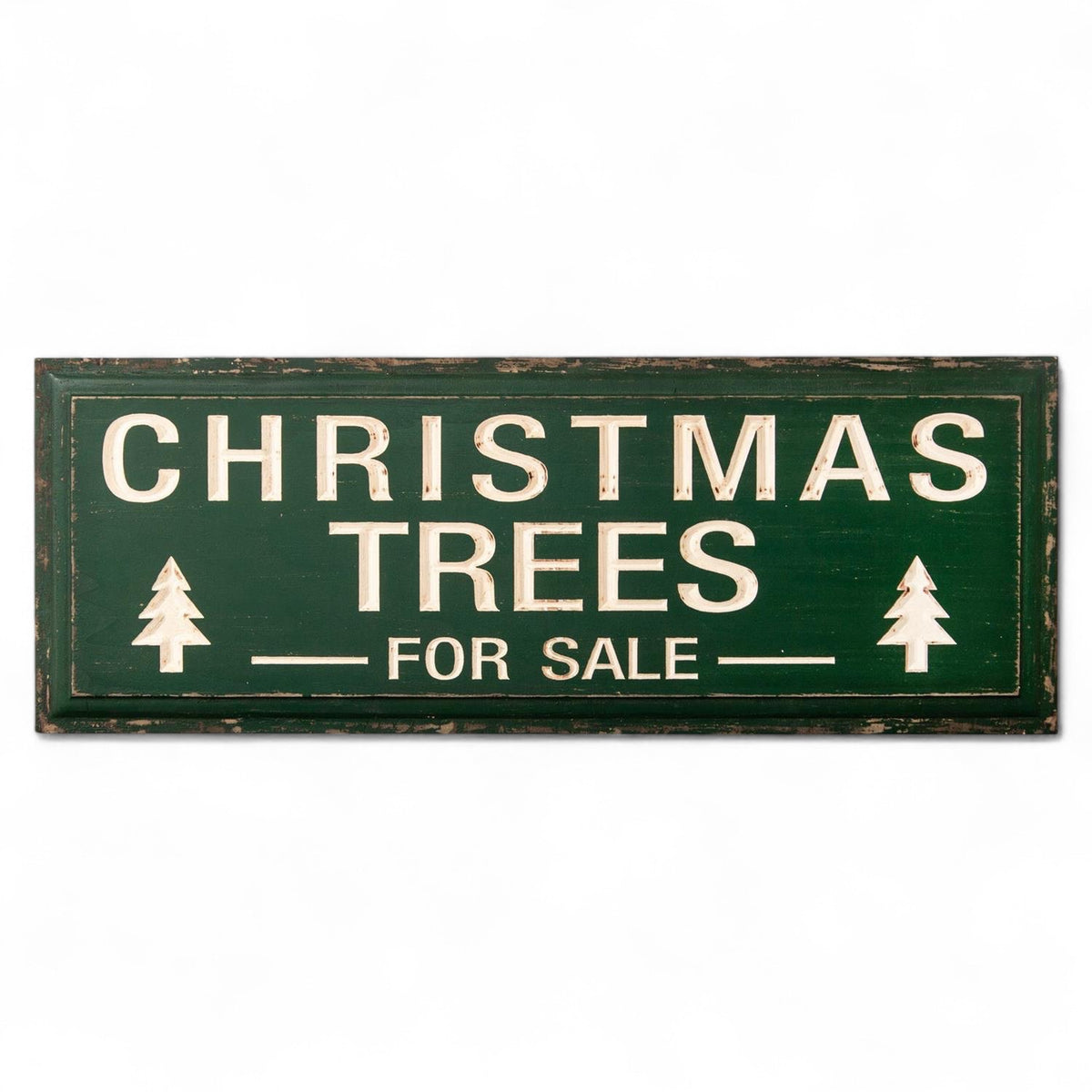 Green Carved Wood Christmas Trees for Sale Sign – Rust & Cinder