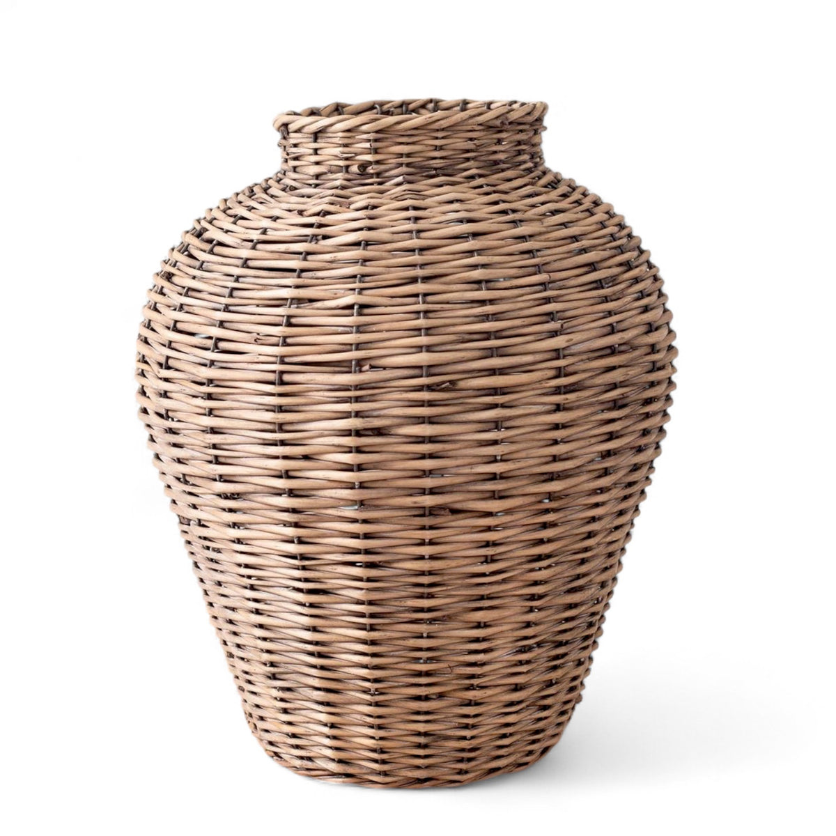 Handwoven Wicker Willow Vase – Rust & Cinder