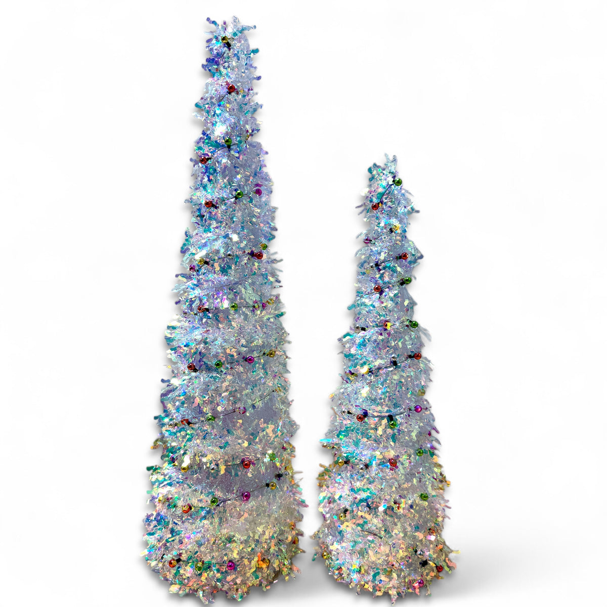 Iridescent Tinsel Tree | 2 Sizes – Rust & Cinder