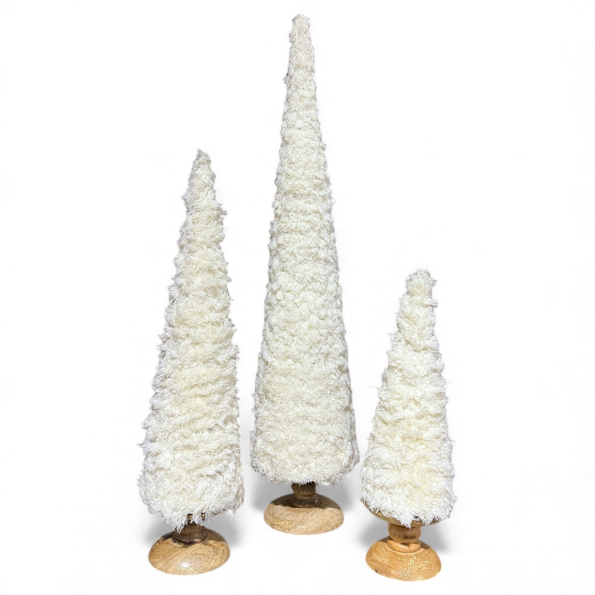 Fuzzy White Cone Trees – Rust & Cinder