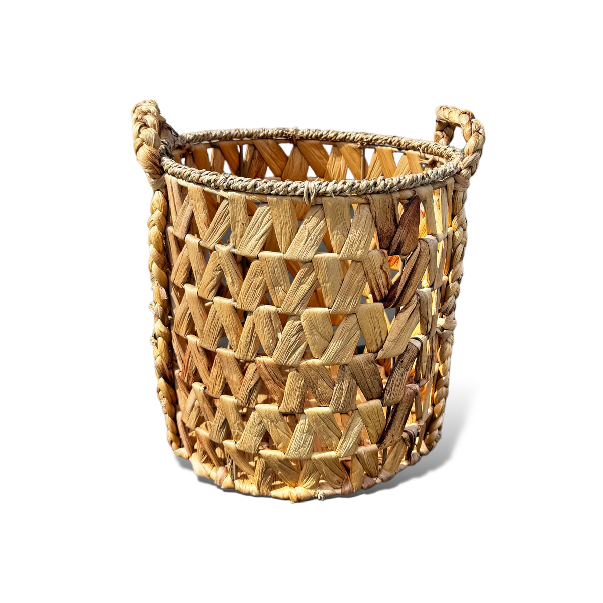 Woven Rattan Basket with Handles – Rust & Cinder