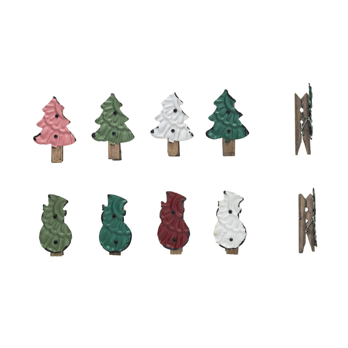 Embossed Metal Snowman & Tree Chip Clips – Rust & Cinder