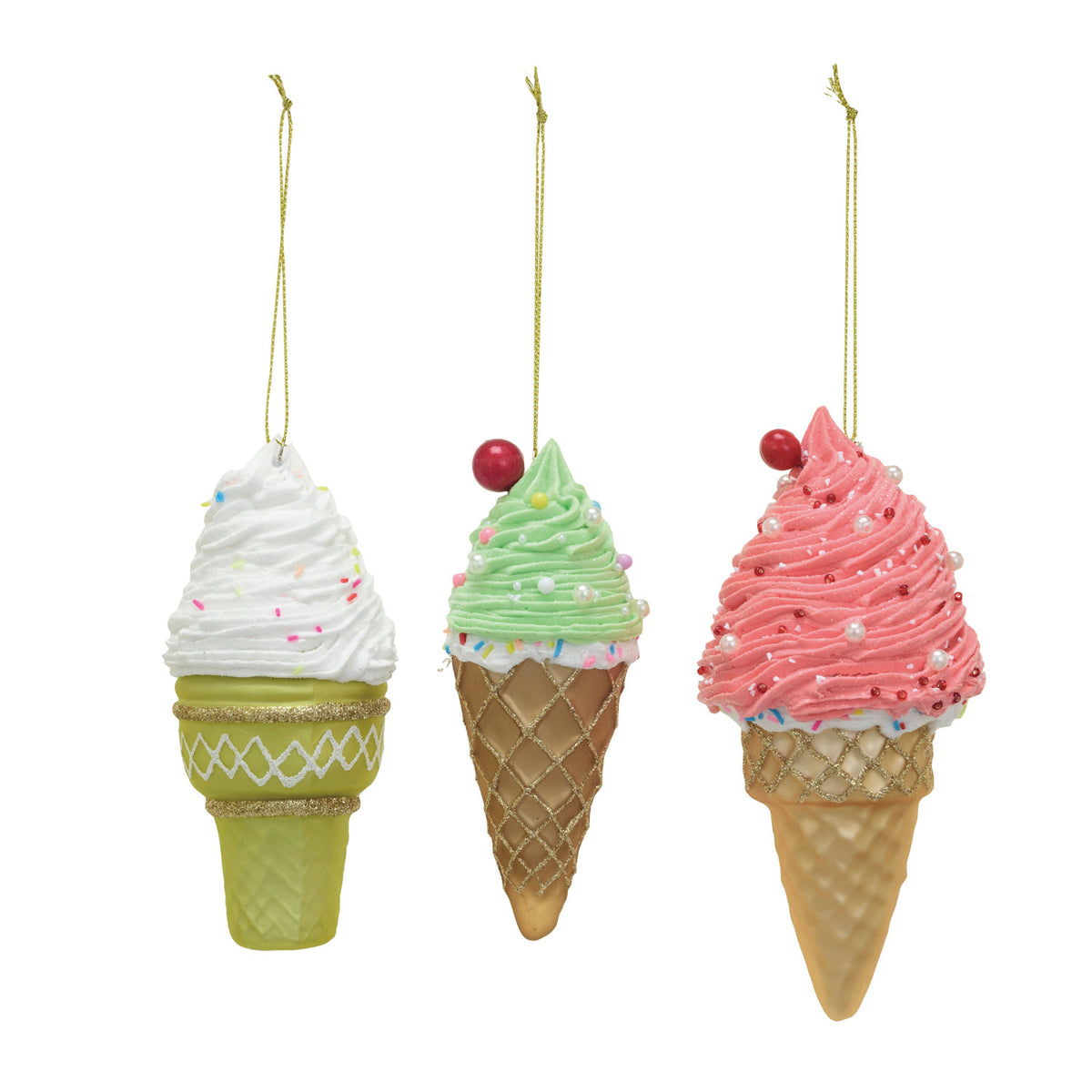 Ice Cream Cone Ornaments with Glitter & Beads – Rust & Cinder