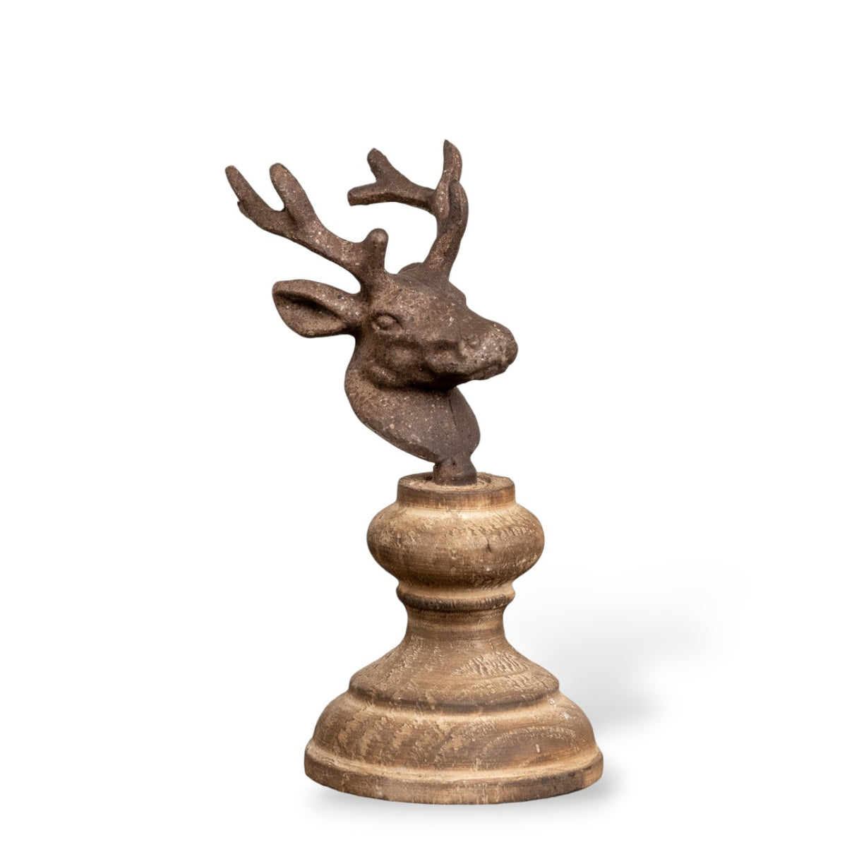 Metal Brown Stag Head Figurine – Rust & Cinder