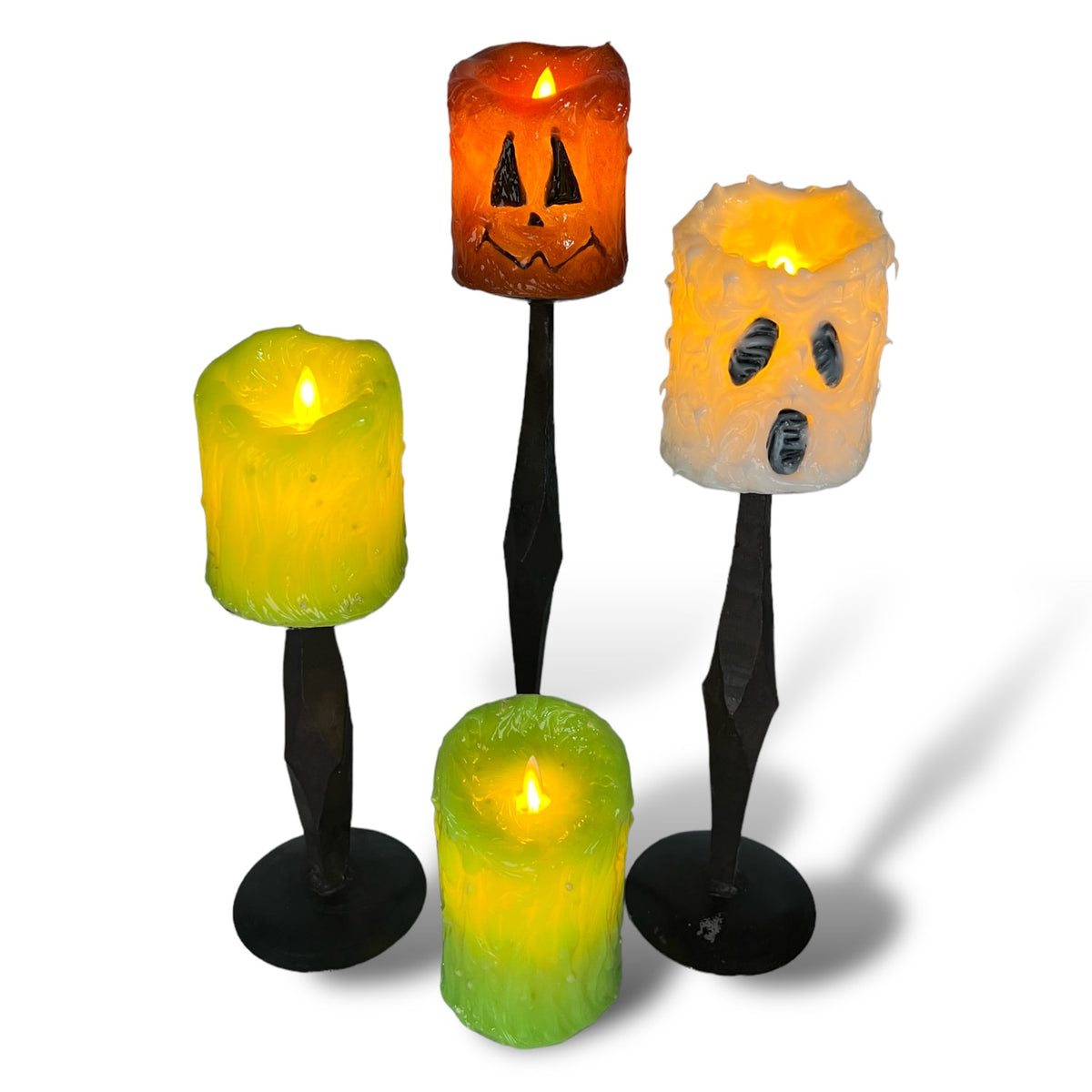 Handmade Halloween Flameless Pillar Candles – Rust & Cinder