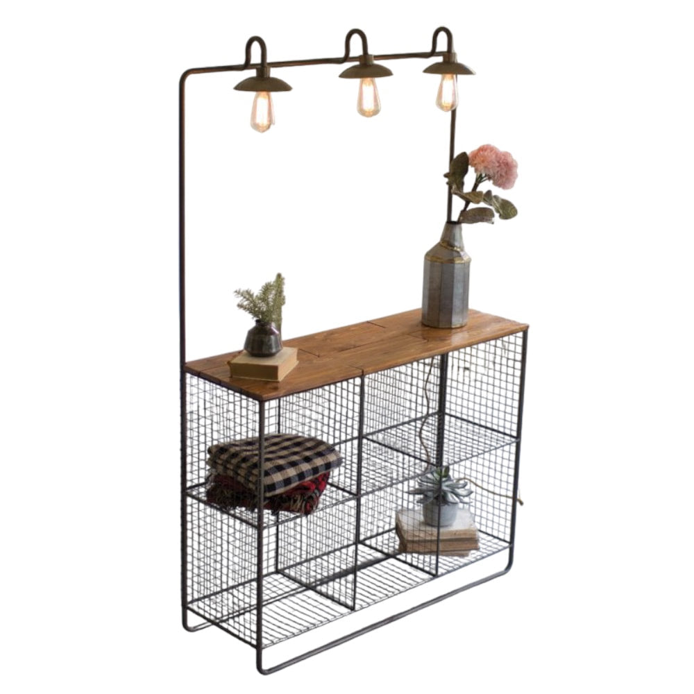 Light Display Shelf with Wire Cubbies – Rust & Cinder
