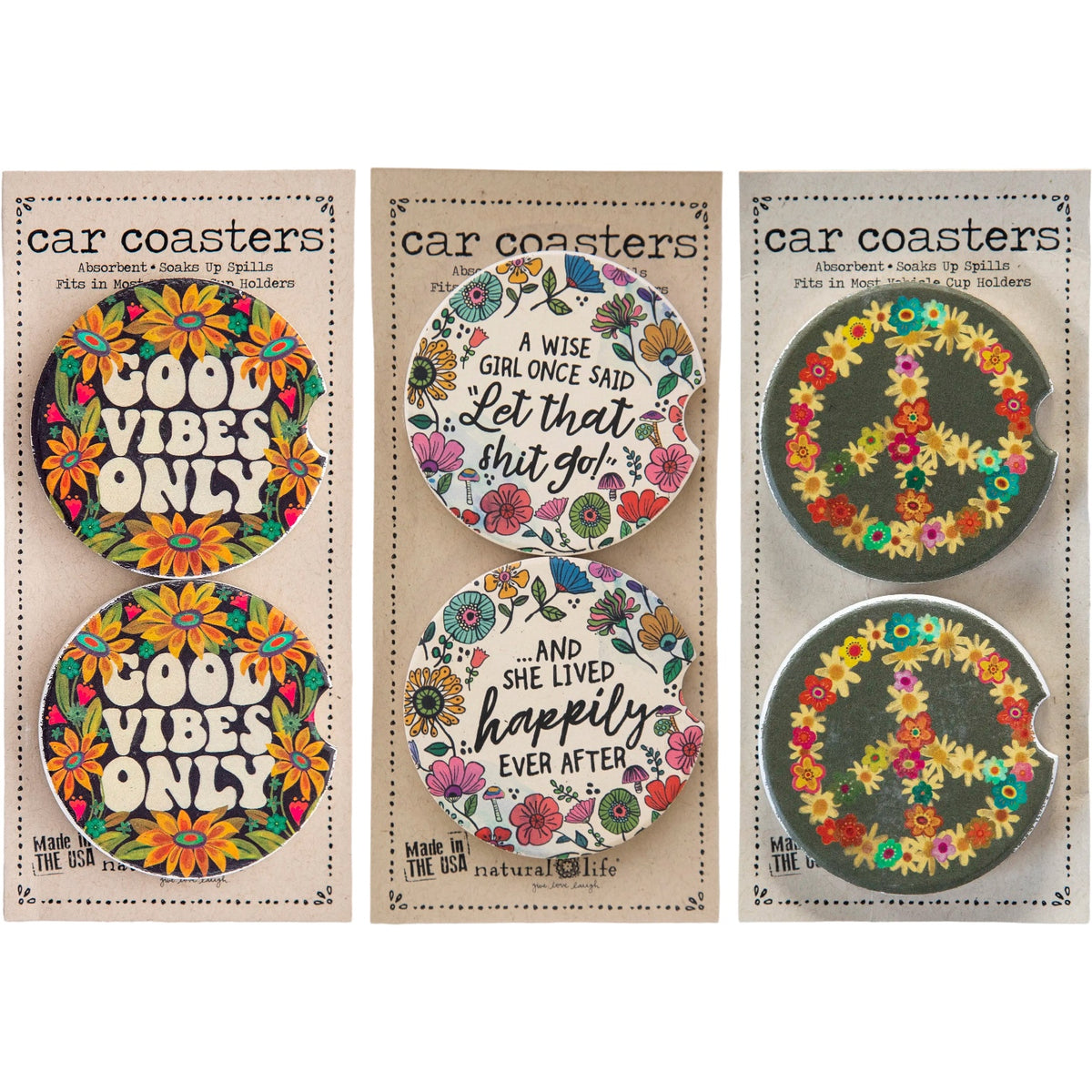 Vibrant Floral Car Coaster Sets – Rust & Cinder