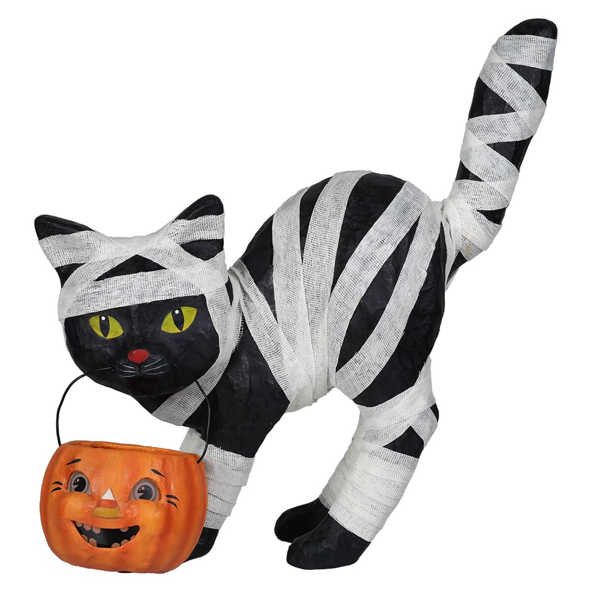 Mummy Kitty Paper Mache Candy Bucket – Rust & Cinder