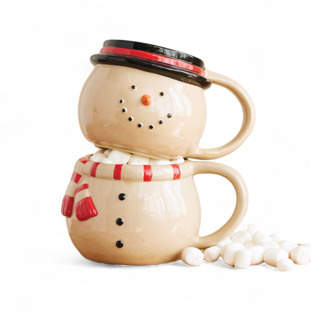 Stackable Snowman Ceramic Mug Set – Rust & Cinder