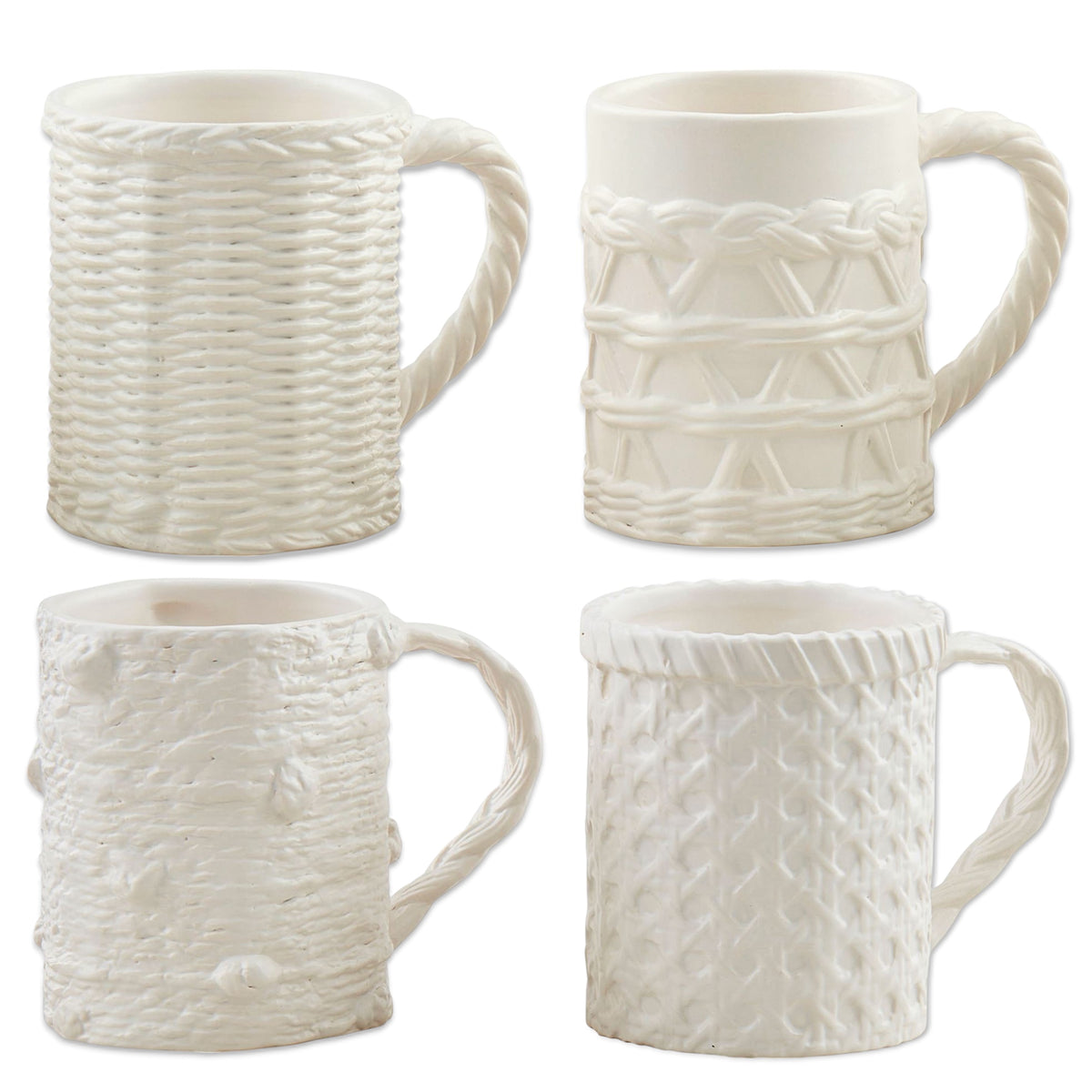 Woven Texture White Ceramic Coffee Mug – Rust & Cinder